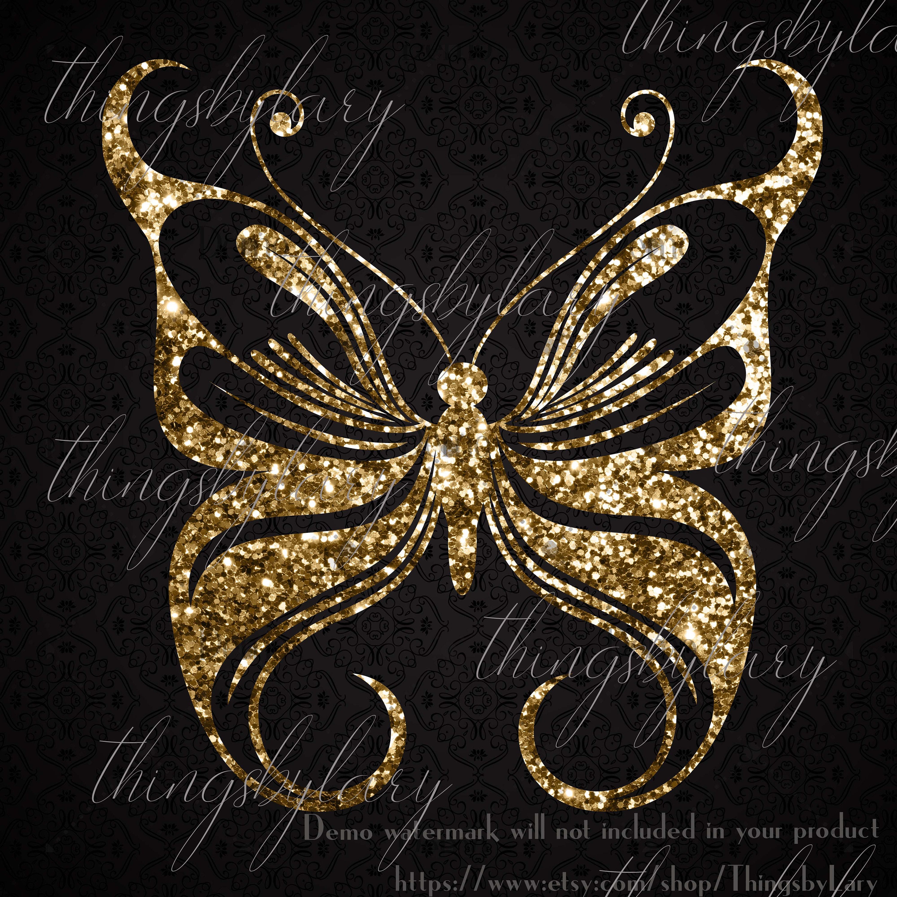 15 Gold Glitter Foil Butterfly Clip Arts 300 Dpi Instant - Etsy