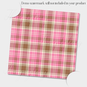 16 Pink and Brown Plaid Pattern Papers 12x12 Inch, Jpeg File, Instant ...