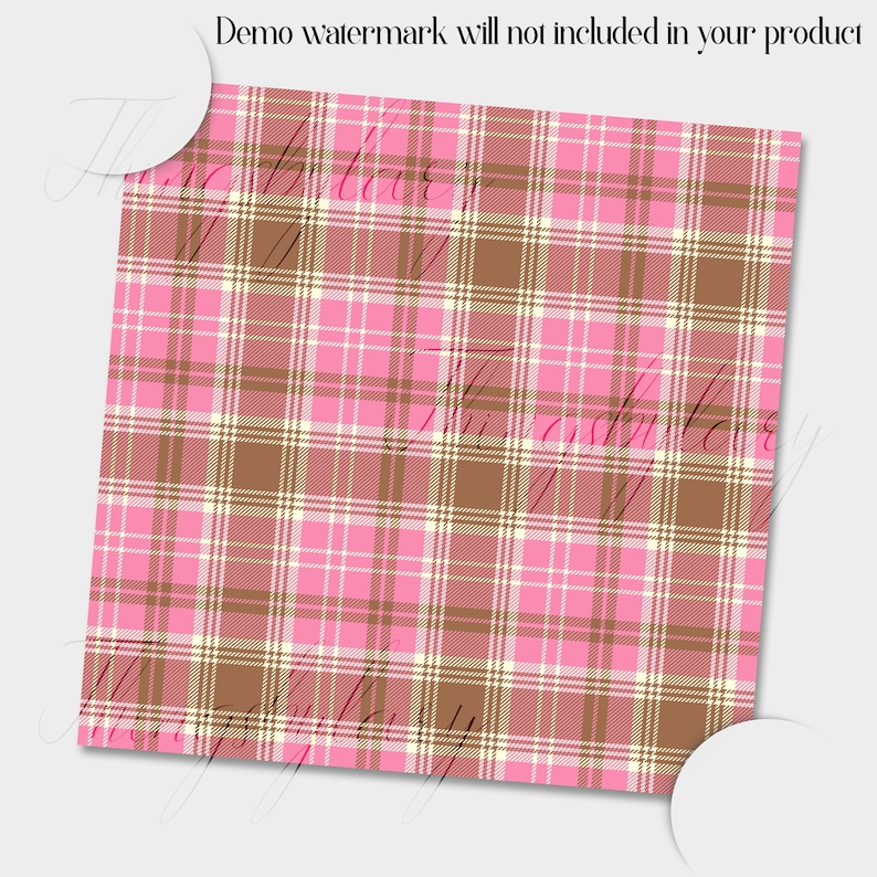 16 Pink and Brown Plaid Pattern Papers 12x12 Inch, Jpeg File, Instant ...