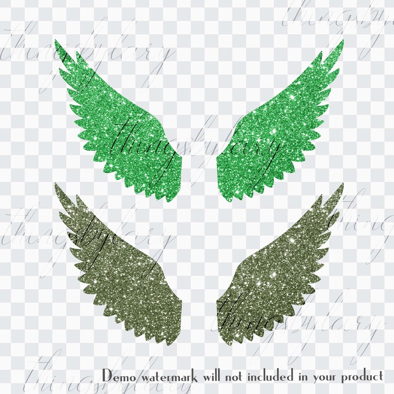 100 Glitter Angel Wings Clip Art 300 Dpi Instant Download - Etsy