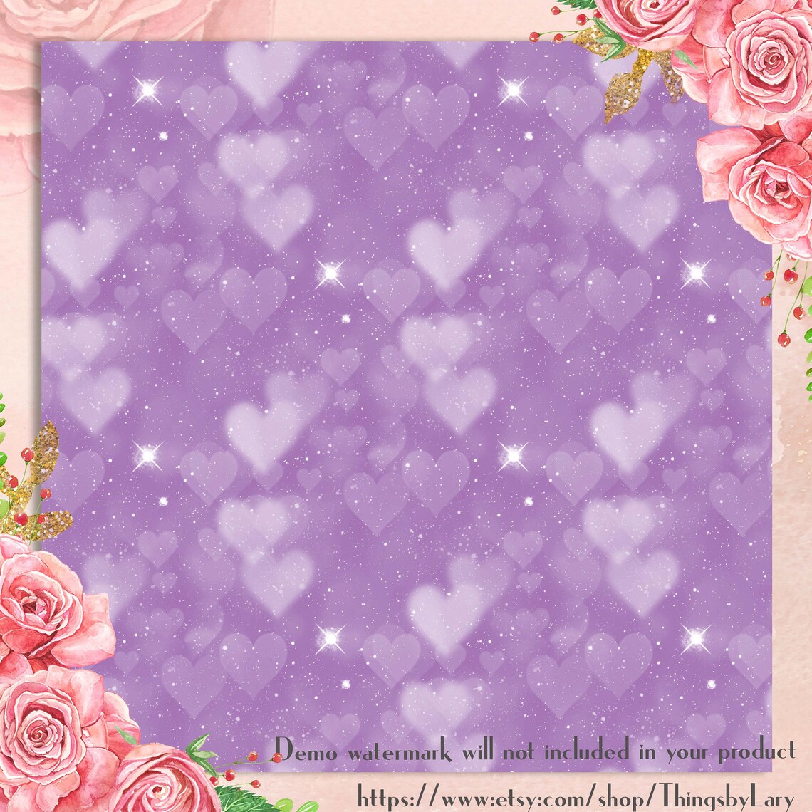 100 Seamless Heart Bokeh Papers 12 Inch 300 Dpi Commercial Use Instant ...