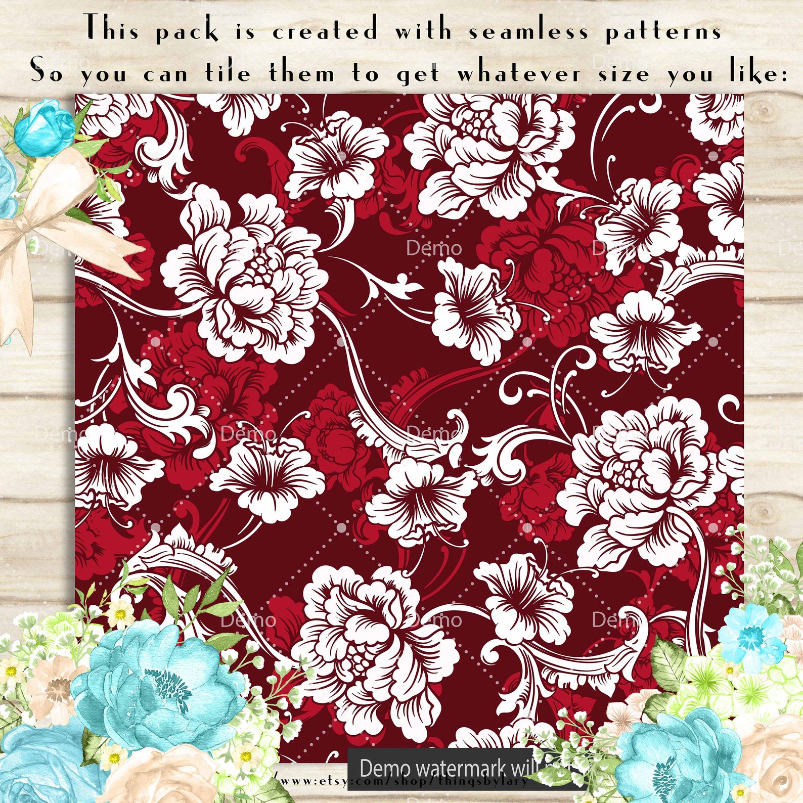 100 Seamless Baroque Pattern Papers in 12" X 12", 300 Dpi Planner Paper ...