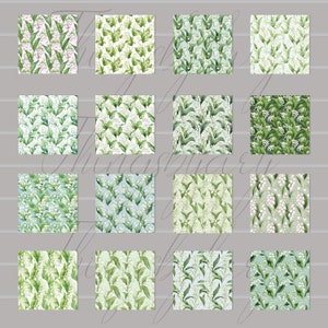 16 Seamless Lily of the Valley Flower Digital Papers Commercial Use ...