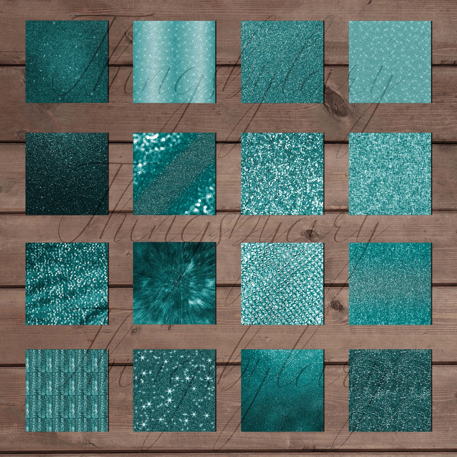 42 Teal Glitter Sequin Digital Papers 12x12 300 Dpi - Etsy