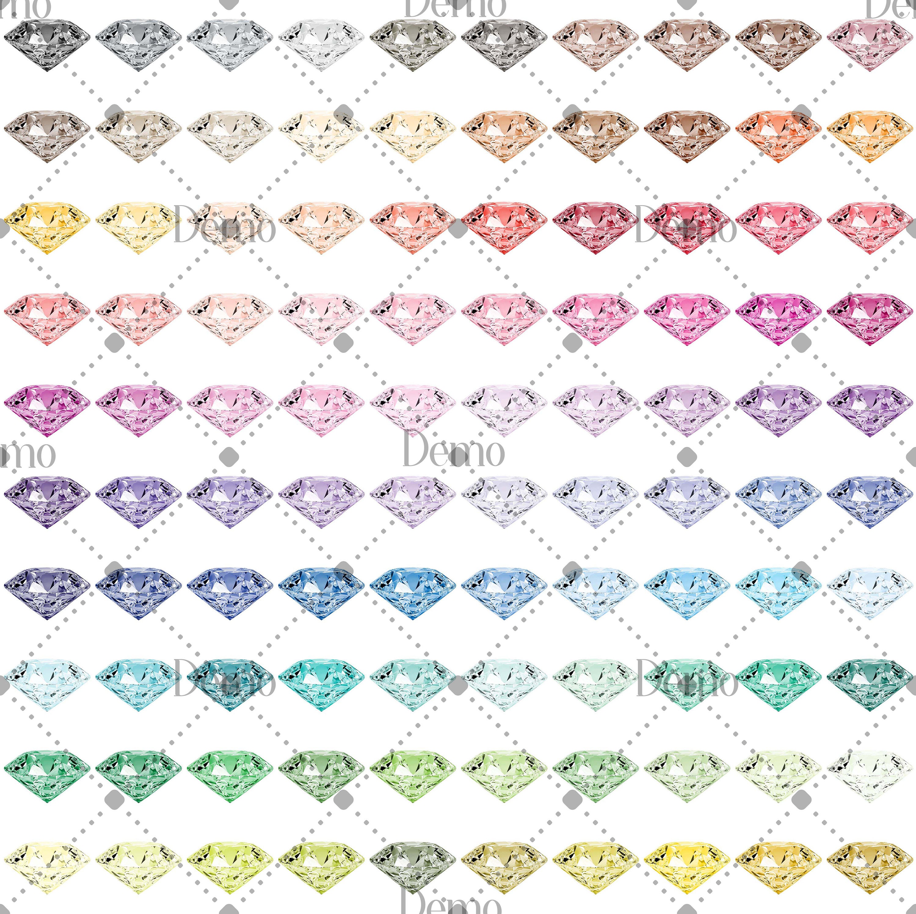 100 Side View Real Diamond Cliparts, 100 Colors, Commercial Use,planner ...