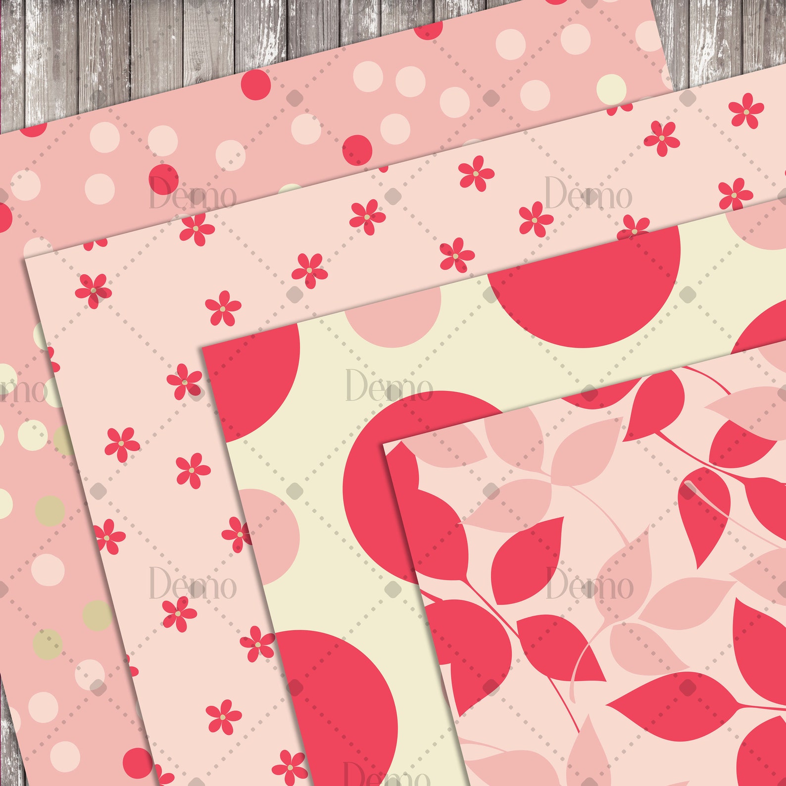 16 Seamless Red Spring Flower Papers in 12inch 300 Dpi Planner | Etsy