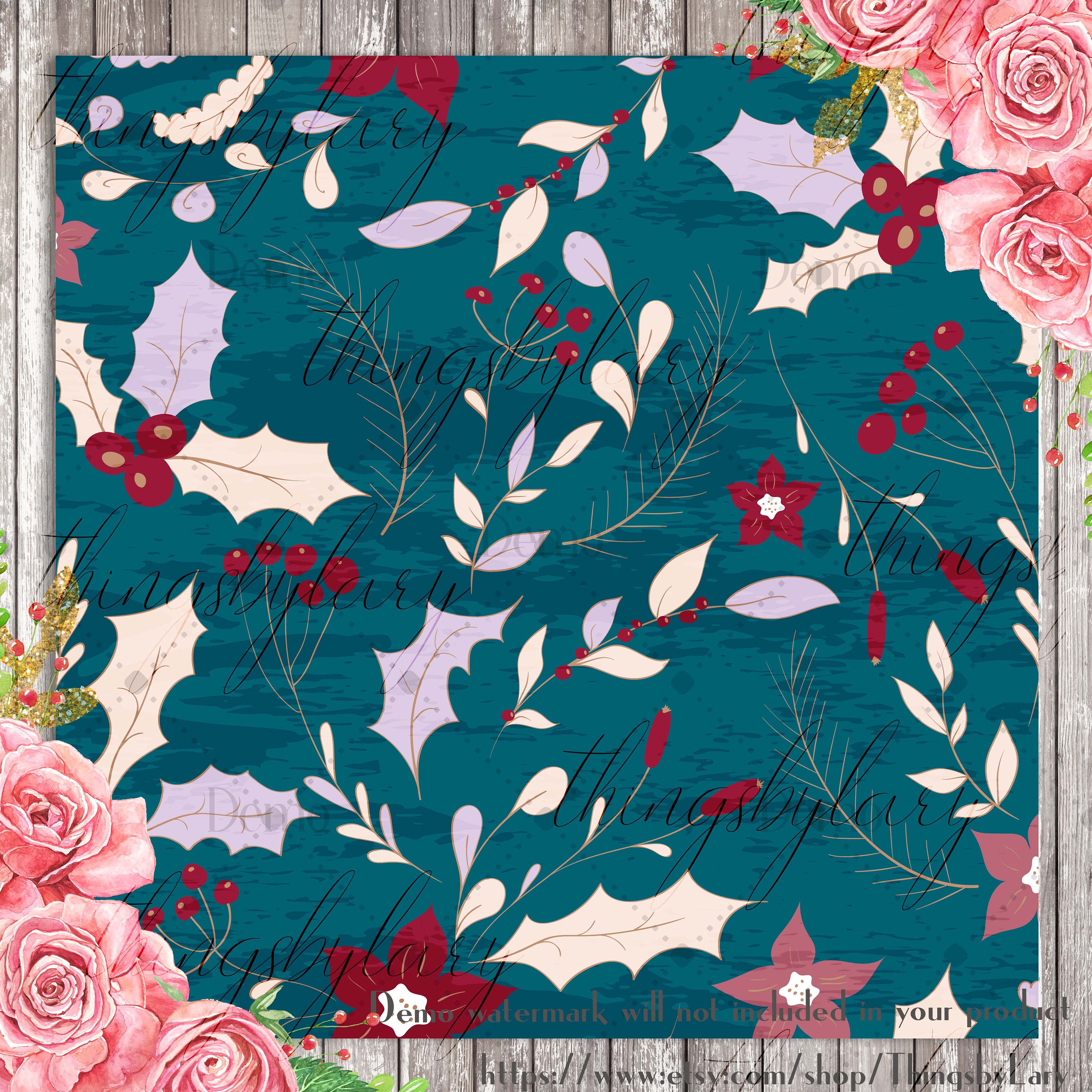 70% OFF 120 Winter Floral Christmas Winter Holiday Digital - Etsy