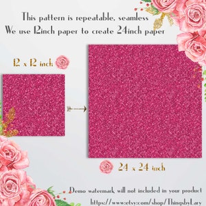16 Seamless Pink Glitter Digital Papers 12" 300 Dpi Commercial Use ...