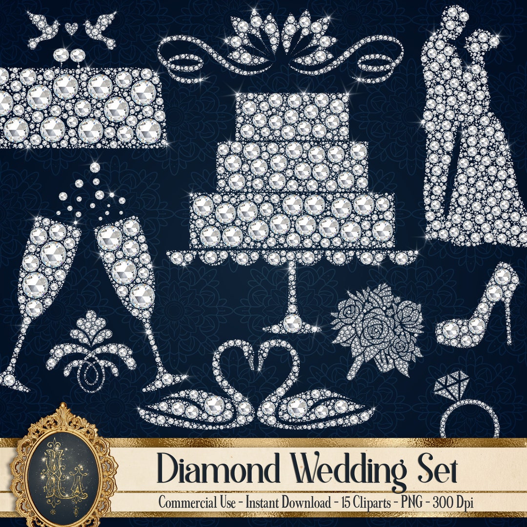 15 Diamond Wedding Clip Arts Instant Download Commercial Use Diamond ...