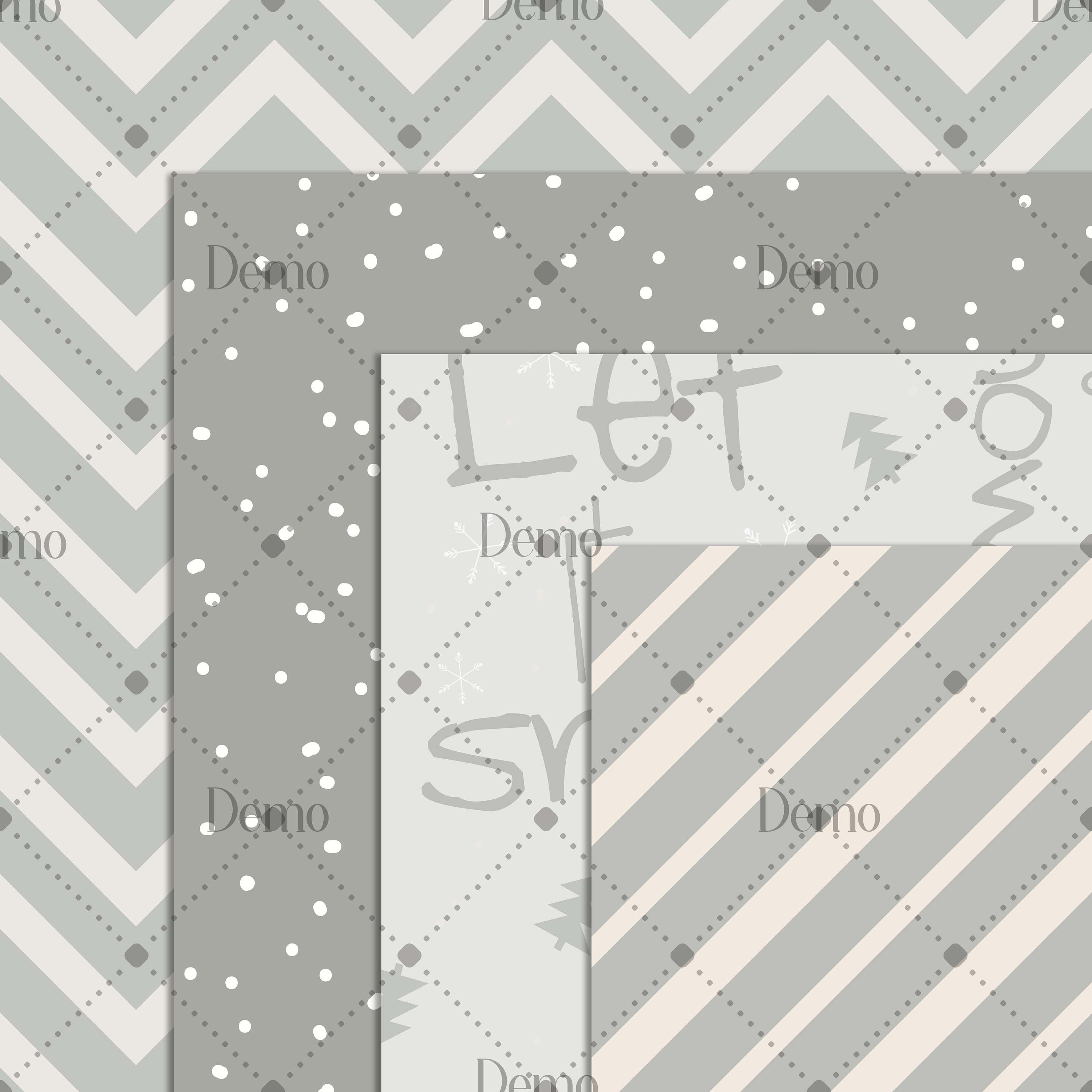16 Seamless Silver Neutral Christmas Digital Papers 12 | Etsy