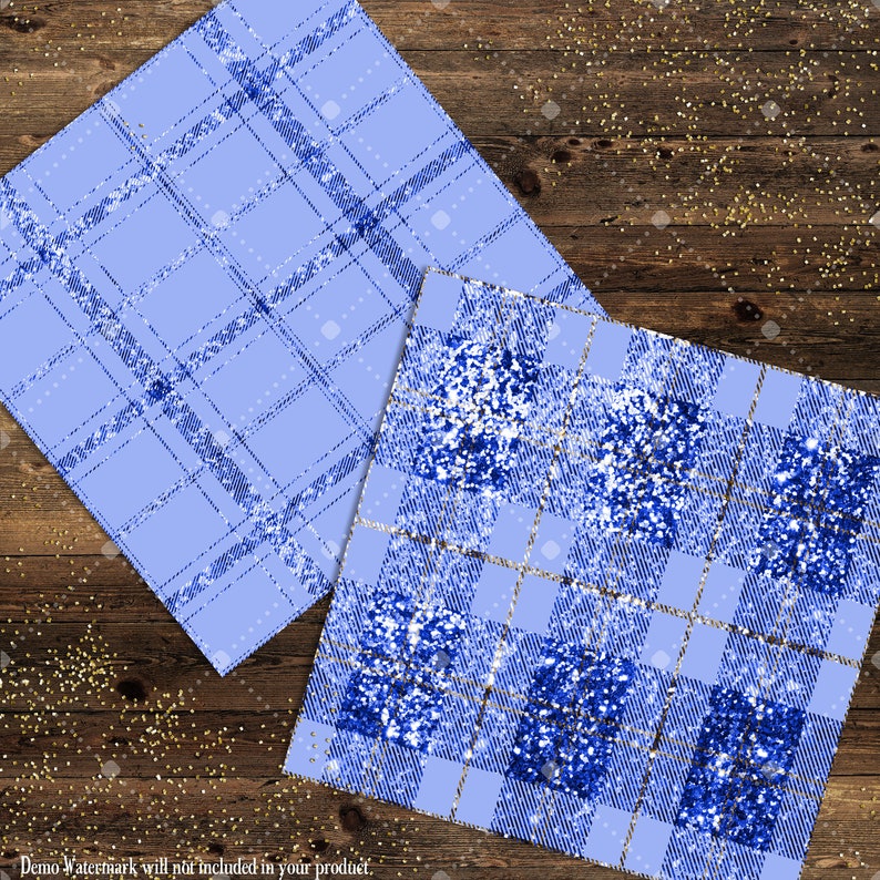 16 Luxury Gold and Royal Blue Glitter Plaid Tartan Digital - Etsy
