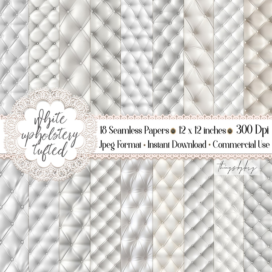 18 Seamless Realistic White Upholstery Leather Digital Papers ...