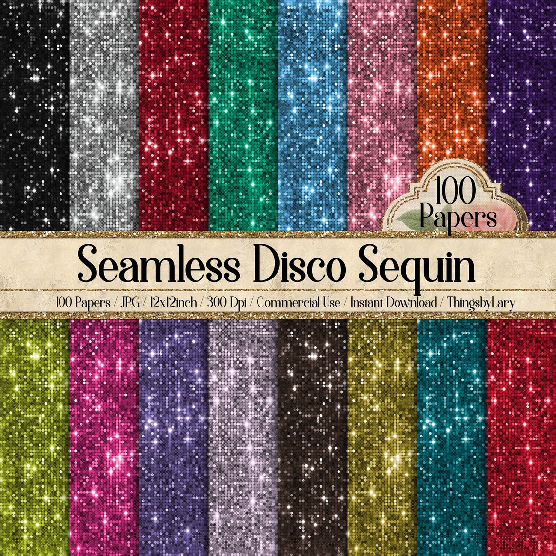 100 Seamless Glowing Bling Bling Disco Sequin Digital Papers - Etsy