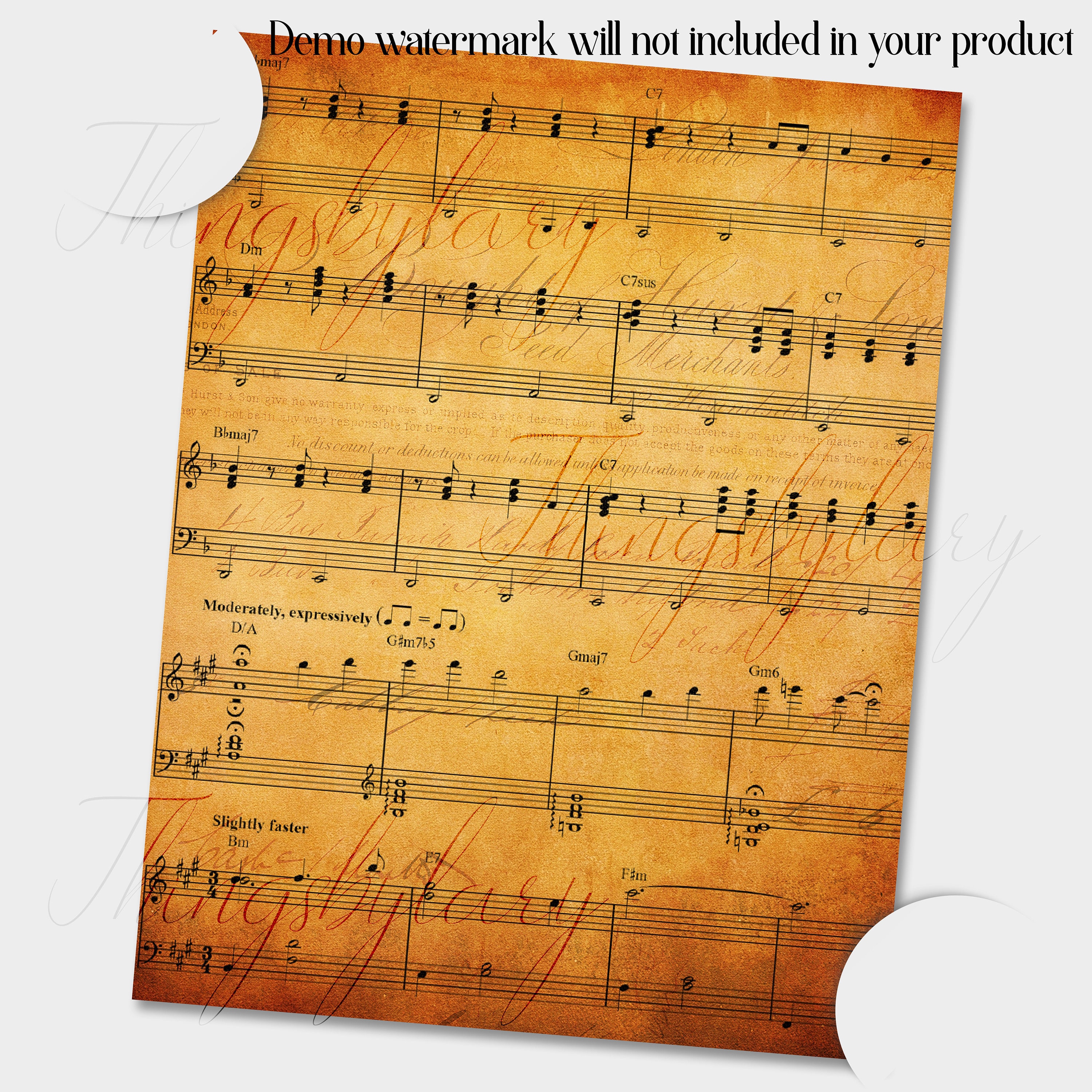 16 Antique Music Sheet Papers 8.5x11 in Instant Download Commercial Use ...