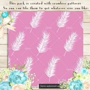 100 Seamless White Feather Papers in 12" X 12", 300 Dpi Planner Paper ...