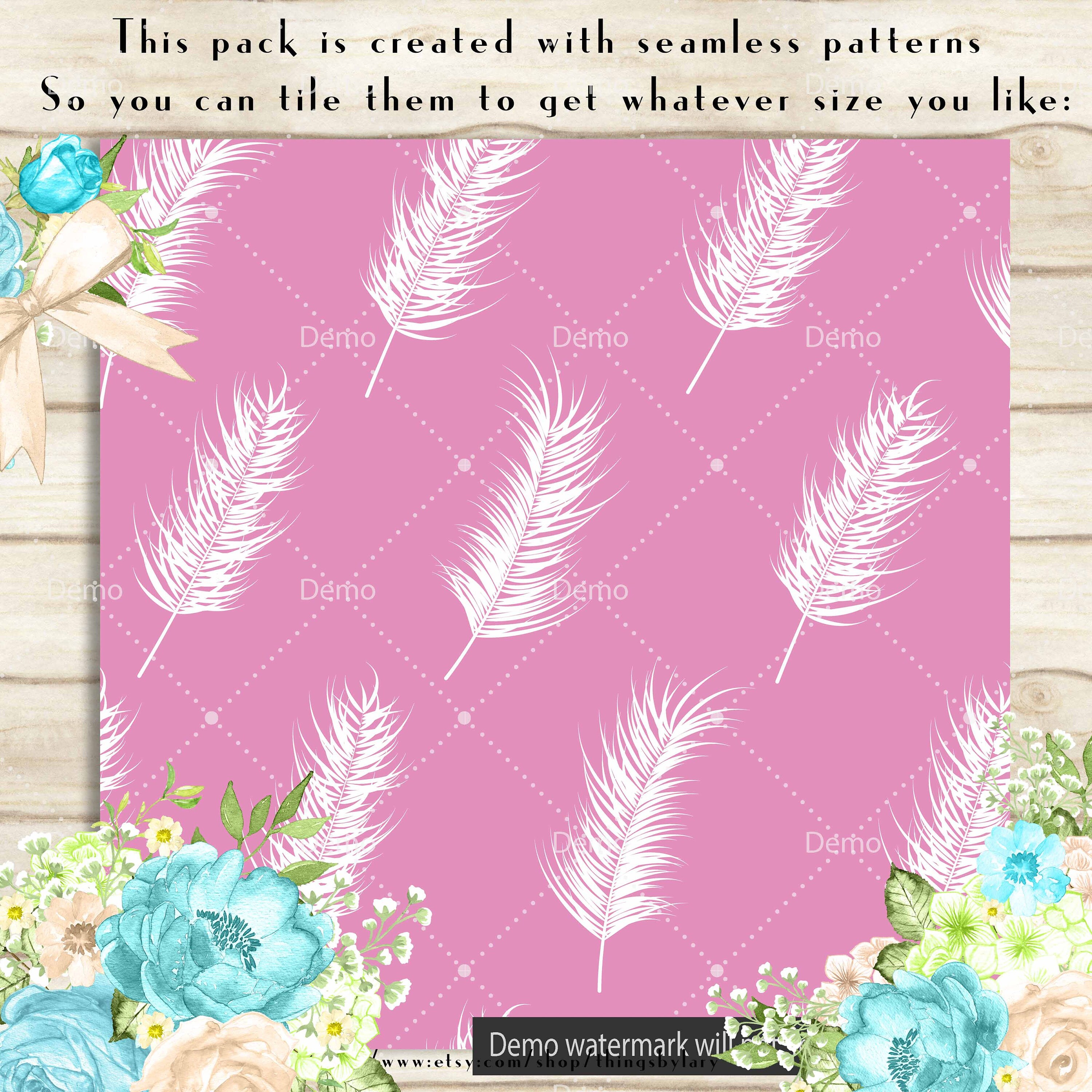 100 Seamless White Feather Papers in 12" X 12", 300 Dpi Planner Paper ...