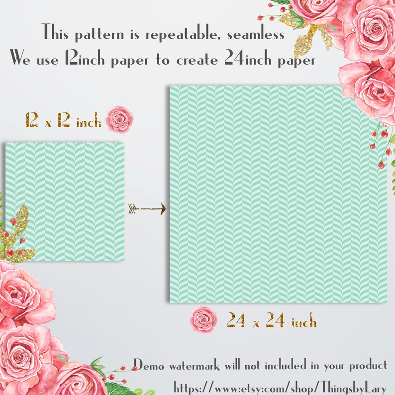 16 Seamless Luxury Mint Digital Papers 300 Dpi Commercial Use | Etsy