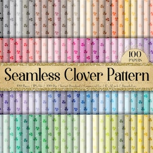 100 Seamless Clover Leaf Digital Papers 12" 300 Dpi Commercial Use ...
