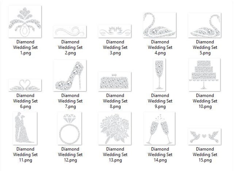 15 Diamond Wedding Clip Arts Instant Download Commercial Use Diamond ...