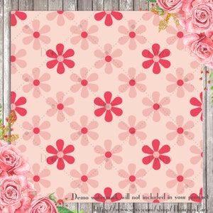 16 Seamless Red Spring Flower Papers in 12inch 300 Dpi Planner Paper ...