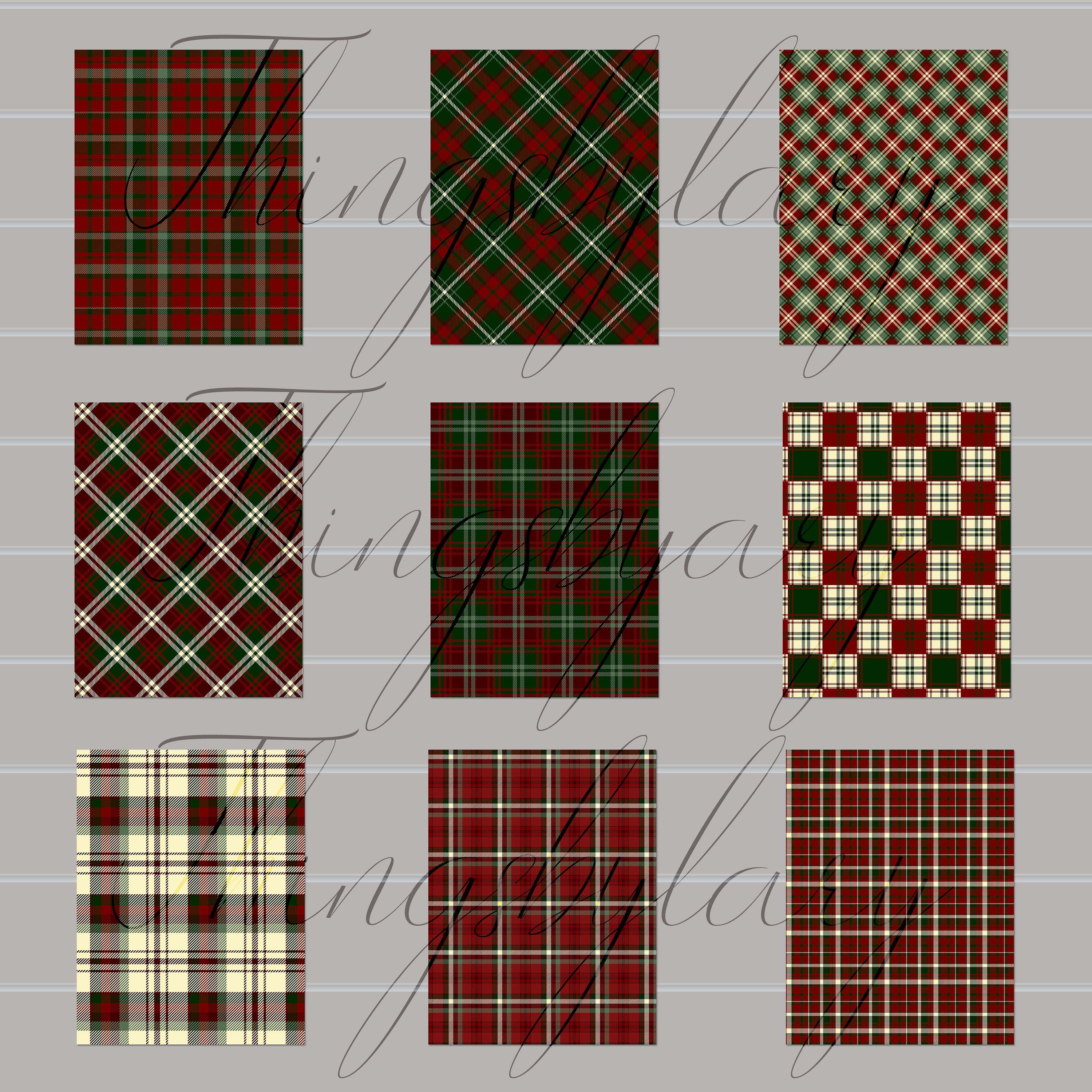 16 Red and Green Plaid Pattern Papers 8.5x11 Inch Jpeg File - Etsy