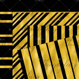 16 Black and Gold Seamless Striped Pattern Digital Papers 12 Inch 300 ...