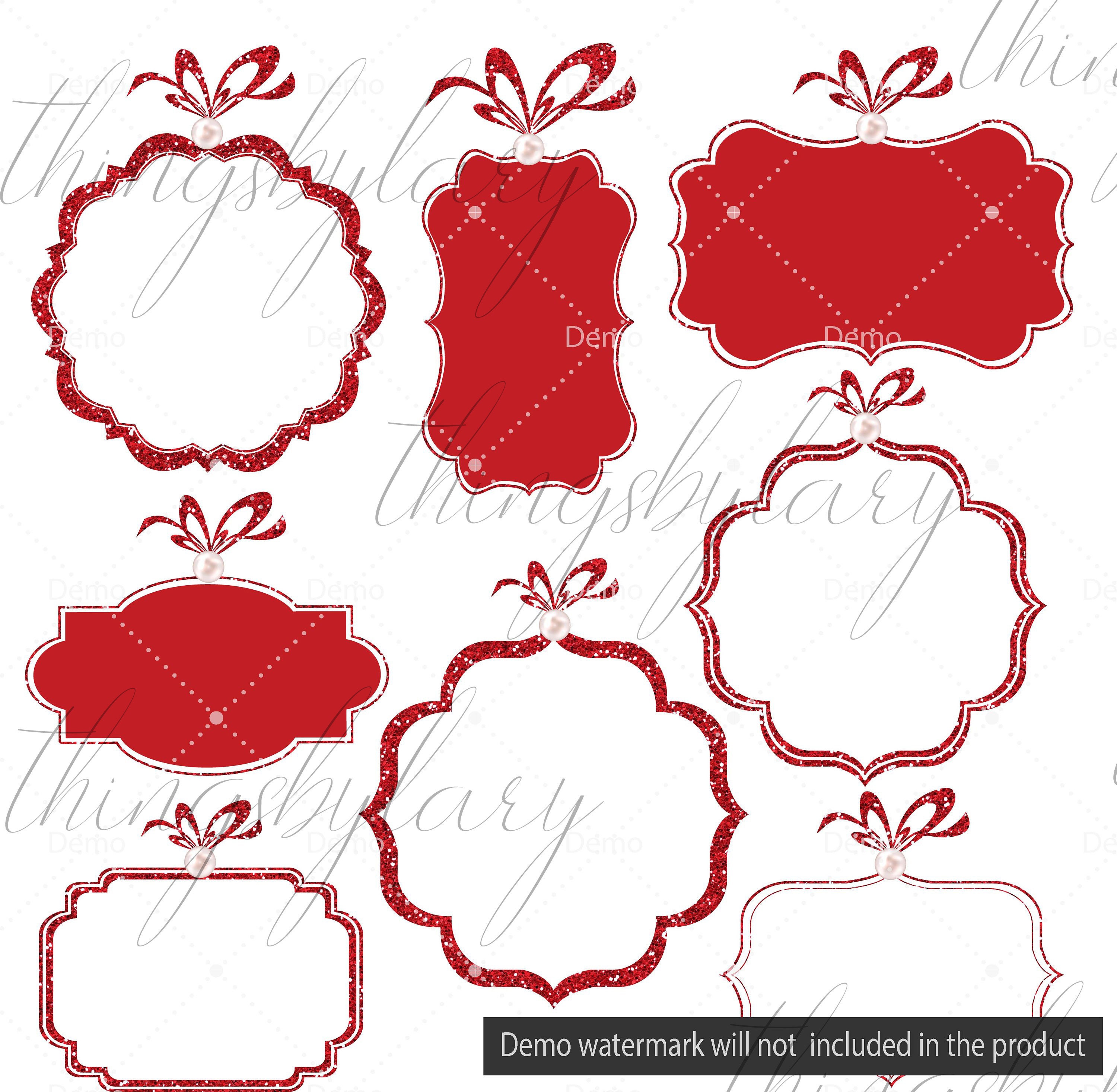 Glitter and Pearl Frame Label Clipart, Pearl Frame, Glitter Frame for ...