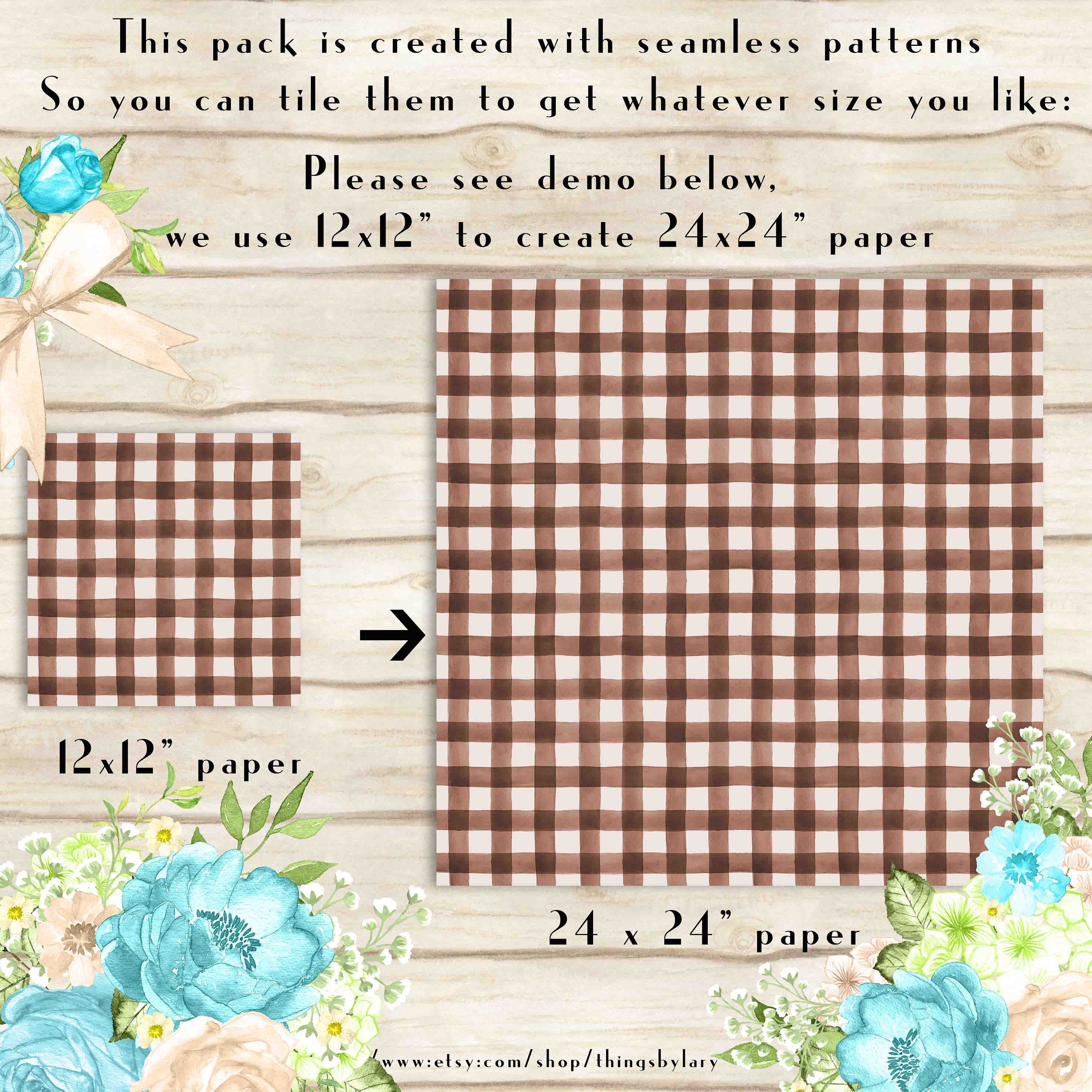 100 Seamless Watercolor Check Papers in 12" X 12", 300 Dpi Planner ...