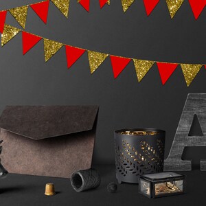 34 Red and Gold Glitter Party Garland Overlay Digital Images PNG 300 ...