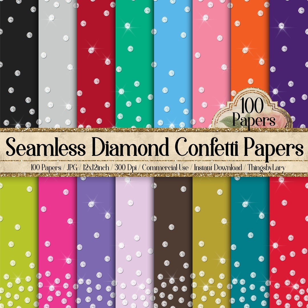 100 Seamless Realistic Falling Diamond Confetti Digital Papers 12x12 ...