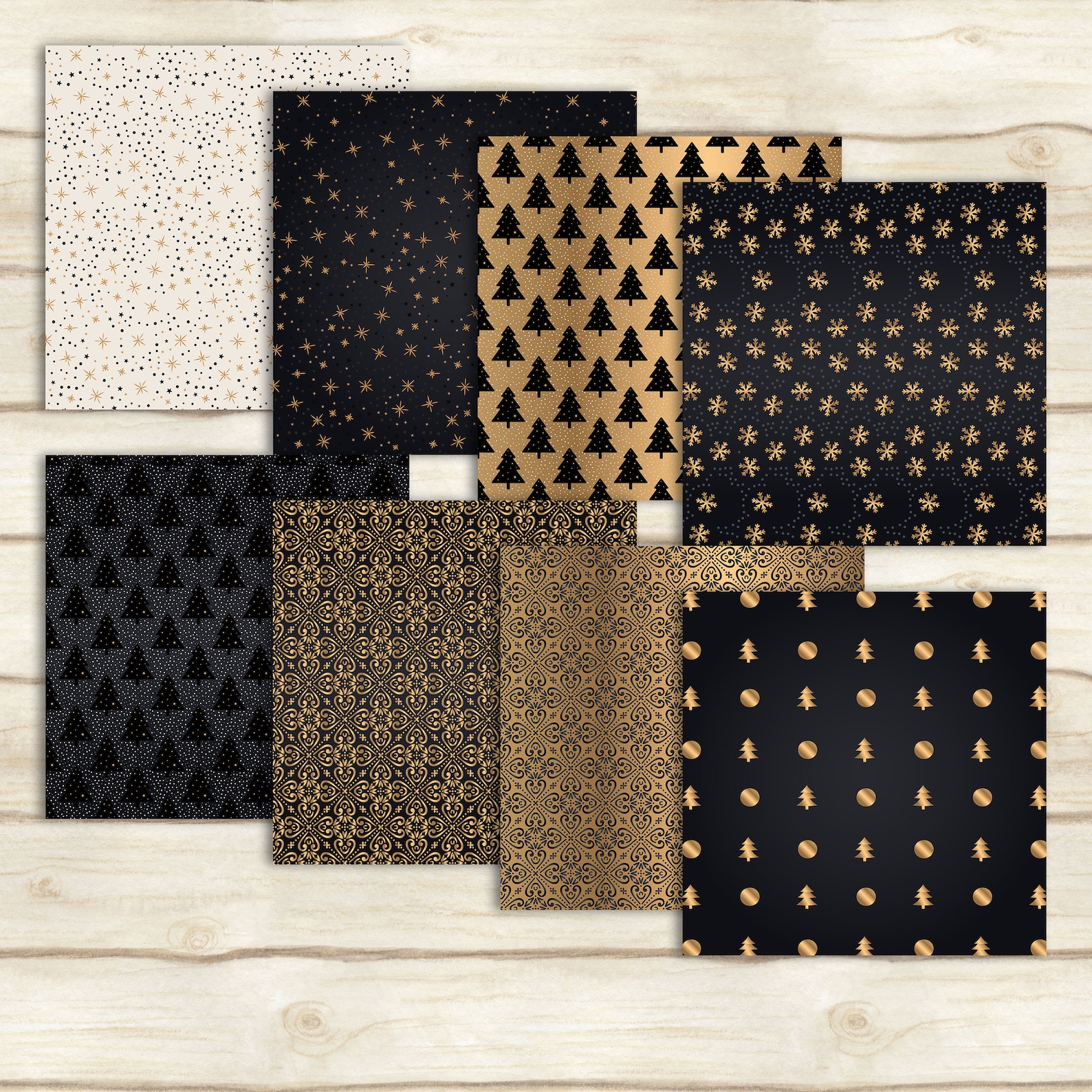 24 Black & Gold Christmas Digital Papers 12 X 12 Inch 300 Dpi | Etsy