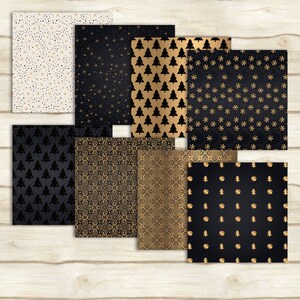 24 Black & Gold Christmas Digital Papers 12 X 12 Inch 300 Dpi Instant ...