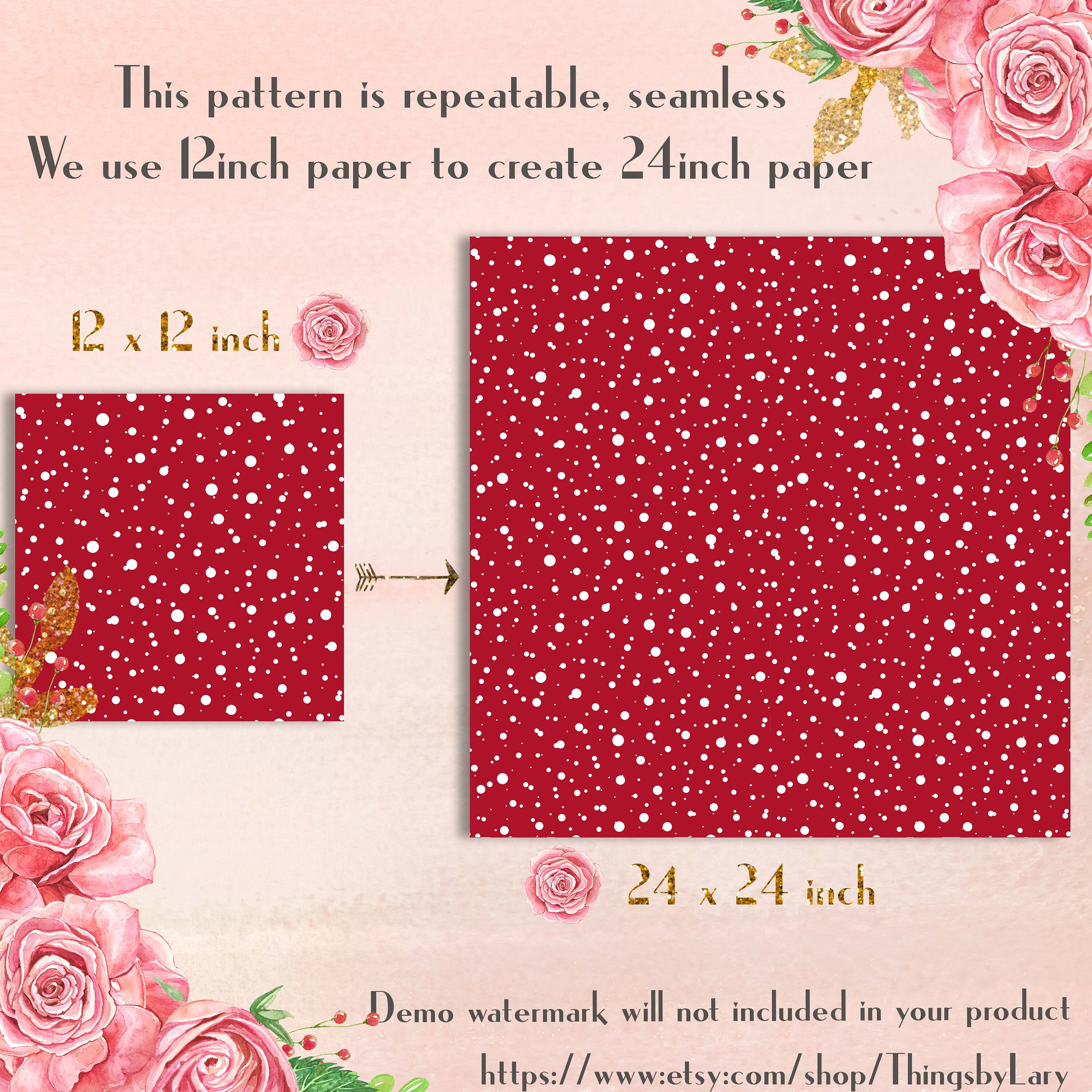 100 Seamless Falling White Snow Digital Papers 12" 300 Dpi Planner ...