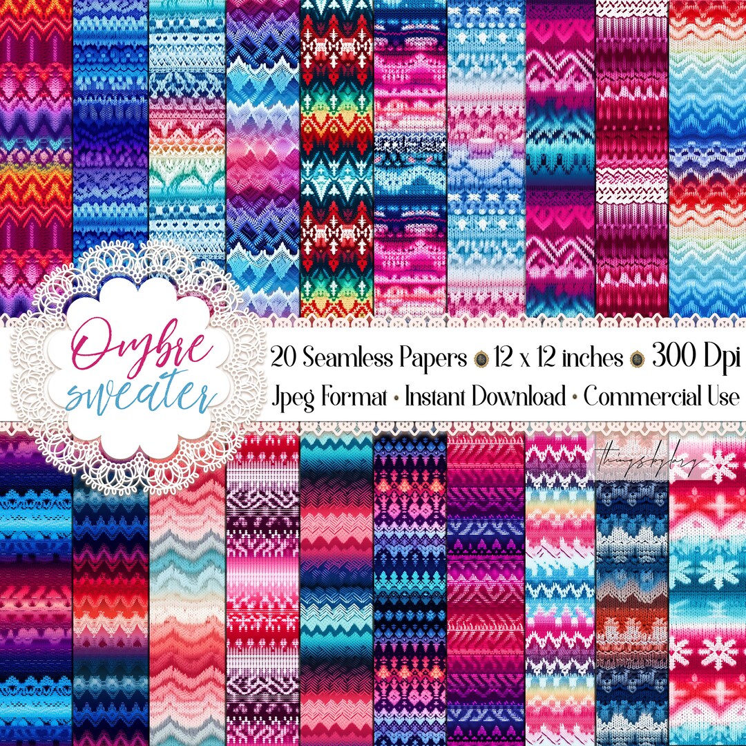 20 Seamless Realistic Ombre Ugly Sweater Pattern Digital Papers ...