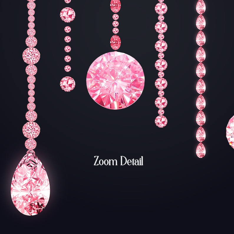 Pink Hanging Diamond String Set Digital Images PNG Transparent Instant ...
