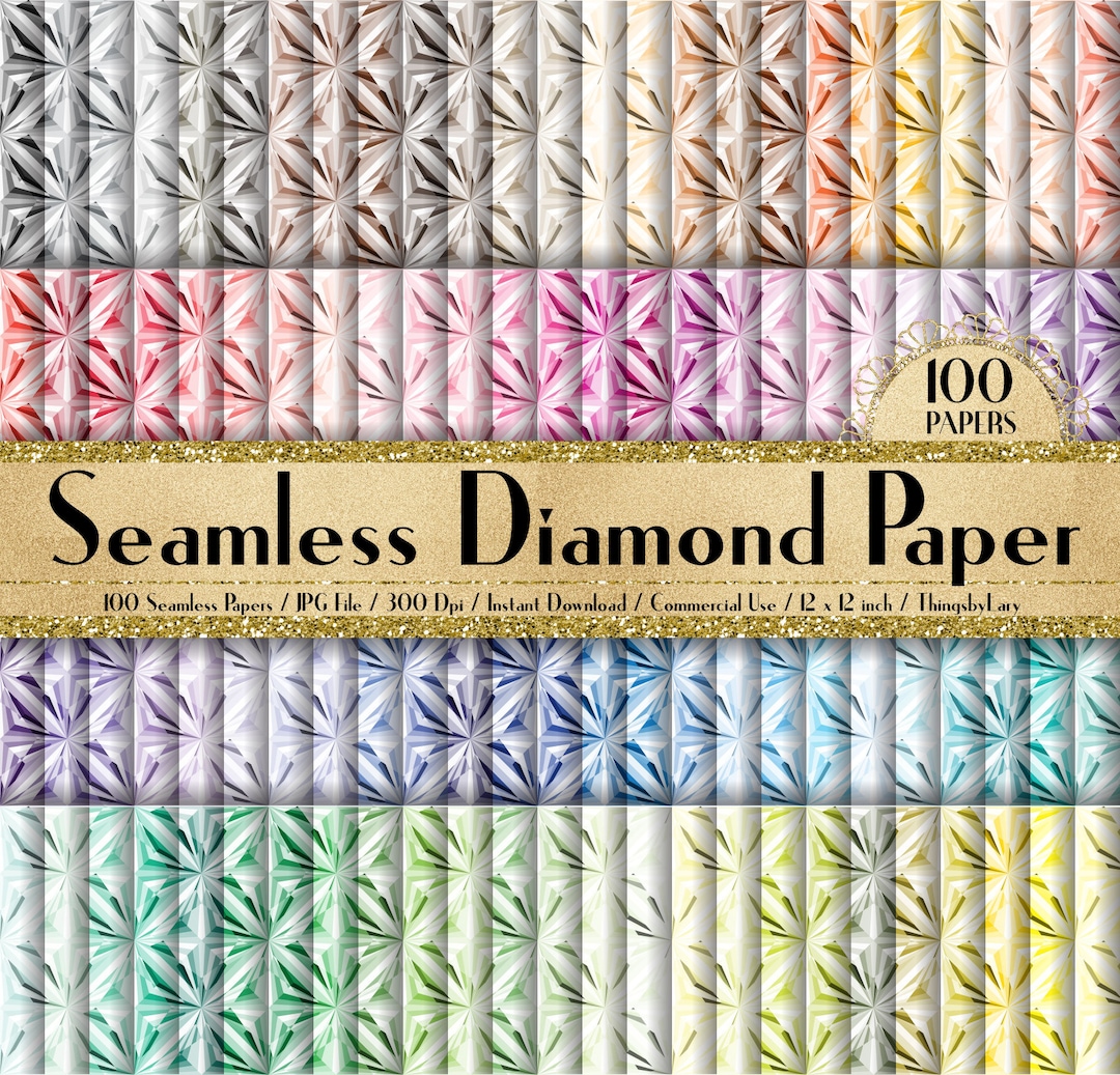 100 Seamless Diamond Papers in 12" X 12", 300 Dpi Planner Paper ...