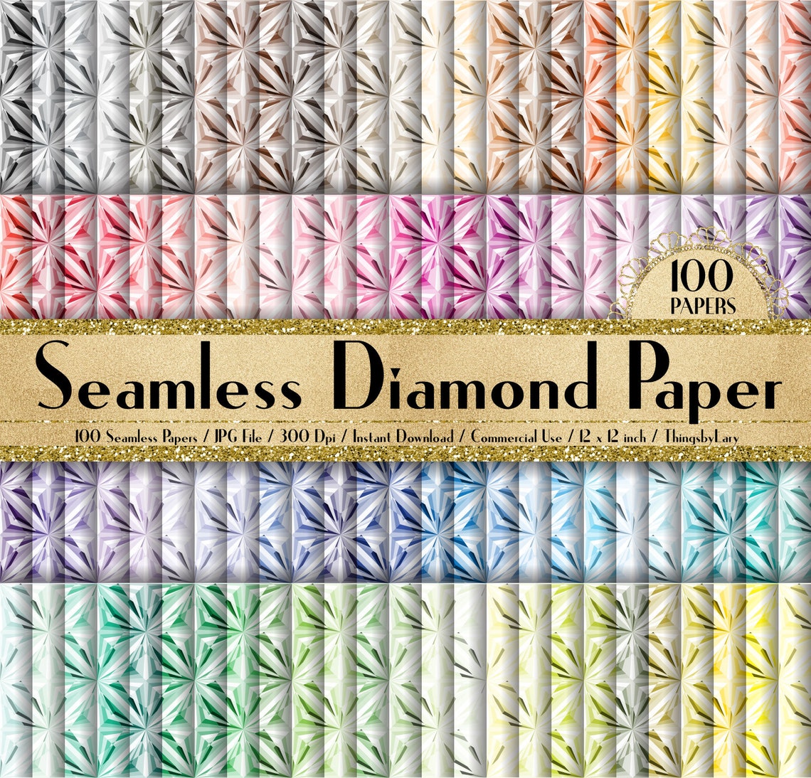 100 Seamless Diamond Papers in 12 X 12 300 Dpi | Etsy