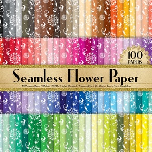 100 Seamless Flower Papers in 12" X 12", 300 Dpi Planner Paper ...