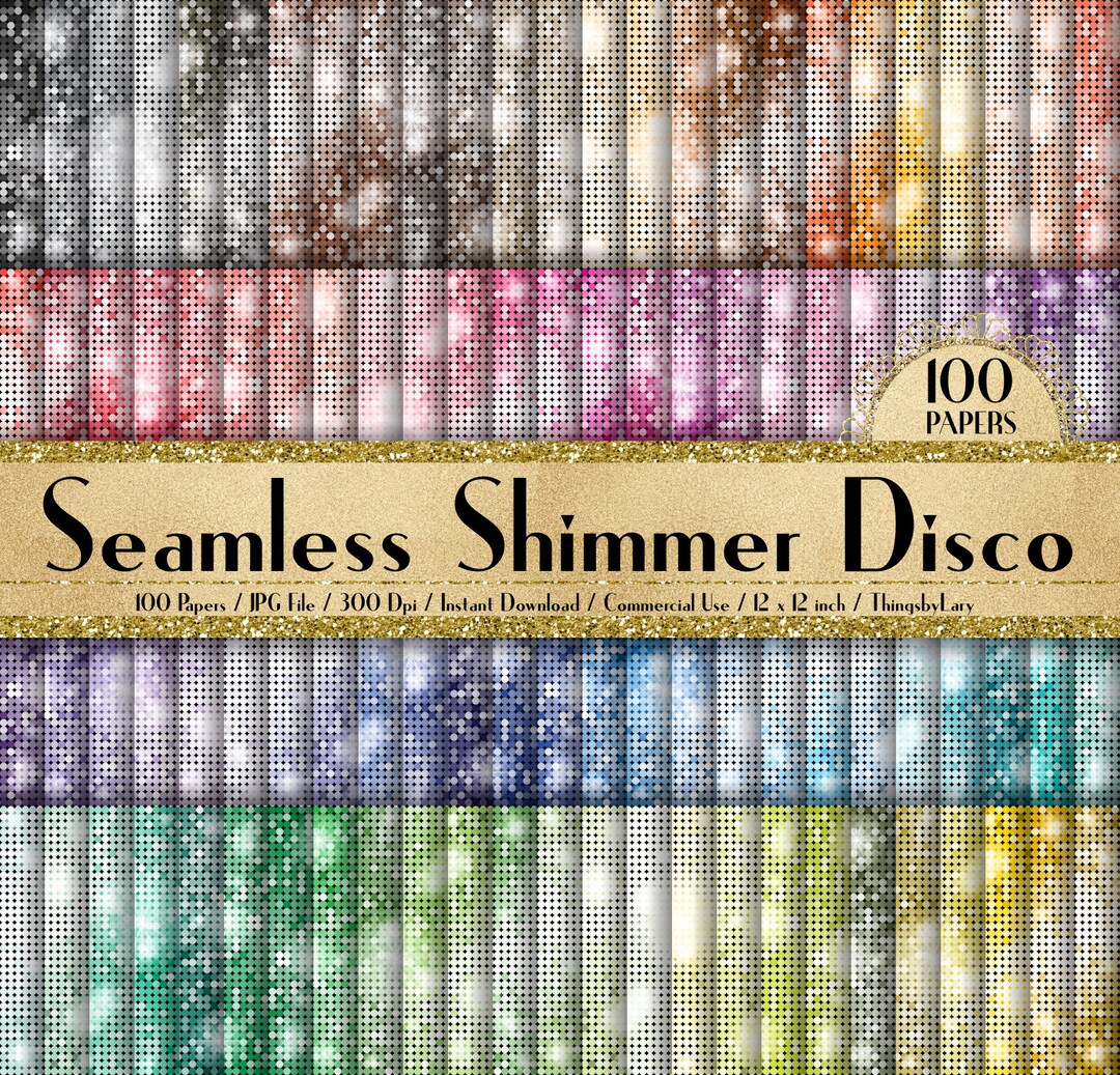 100 Seamless Shimmer Disco Texture Papers in 12inch, 300 Dpi Planner ...