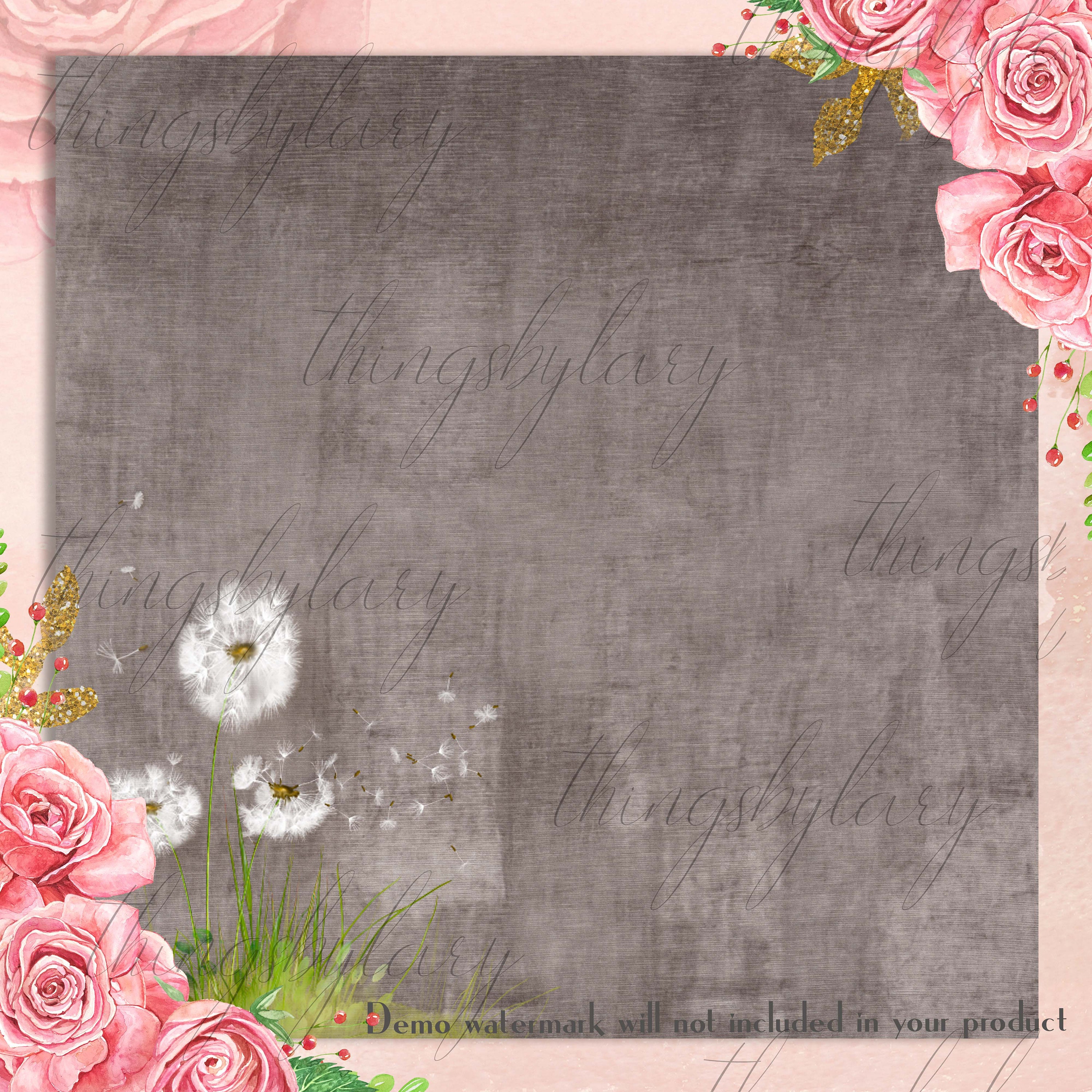 16 Antique Gorgeous Dandelion Seeds Digital Papers 12x12" 300 Dpi ...