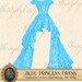 16 Blue Princess Dress Clip Arts, Princess, Baby Shower, Birthday ...