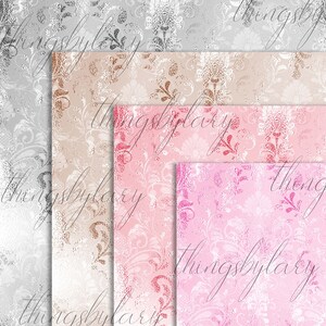 100 Soft Luxury Foil Damask Digital Papers 12x12" 300 Dpi Planner ...