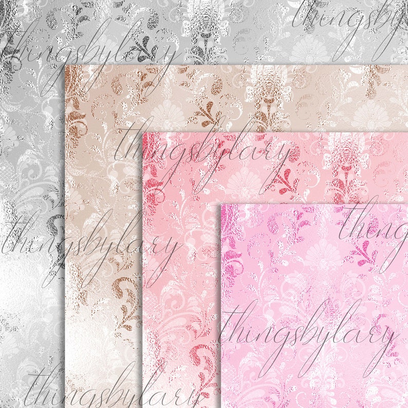 100 Soft Luxury Foil Damask Digital Papers 12x12 300 Dpi - Etsy