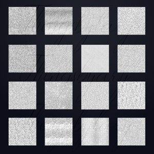 16 Seamless White Glitter Digital Papers Commercial Use Silver Glitter ...