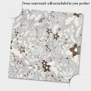 12 Winter Floral Digital Papers in Mint and Brown Color in 12 Inch ...
