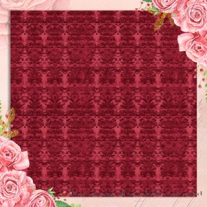 30 Seamless Vintage Red Faded Damask Digtal Papers 12x12" 300 Dpi ...