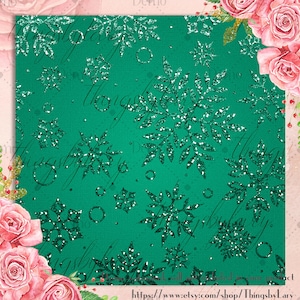 16 Red and Green Glitter Christmas Digital Papers 12" 300 Dpi Instant ...