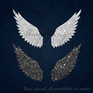100 Glitter Angel Wings Clip Art 300 Dpi Instant Download Commercial ...