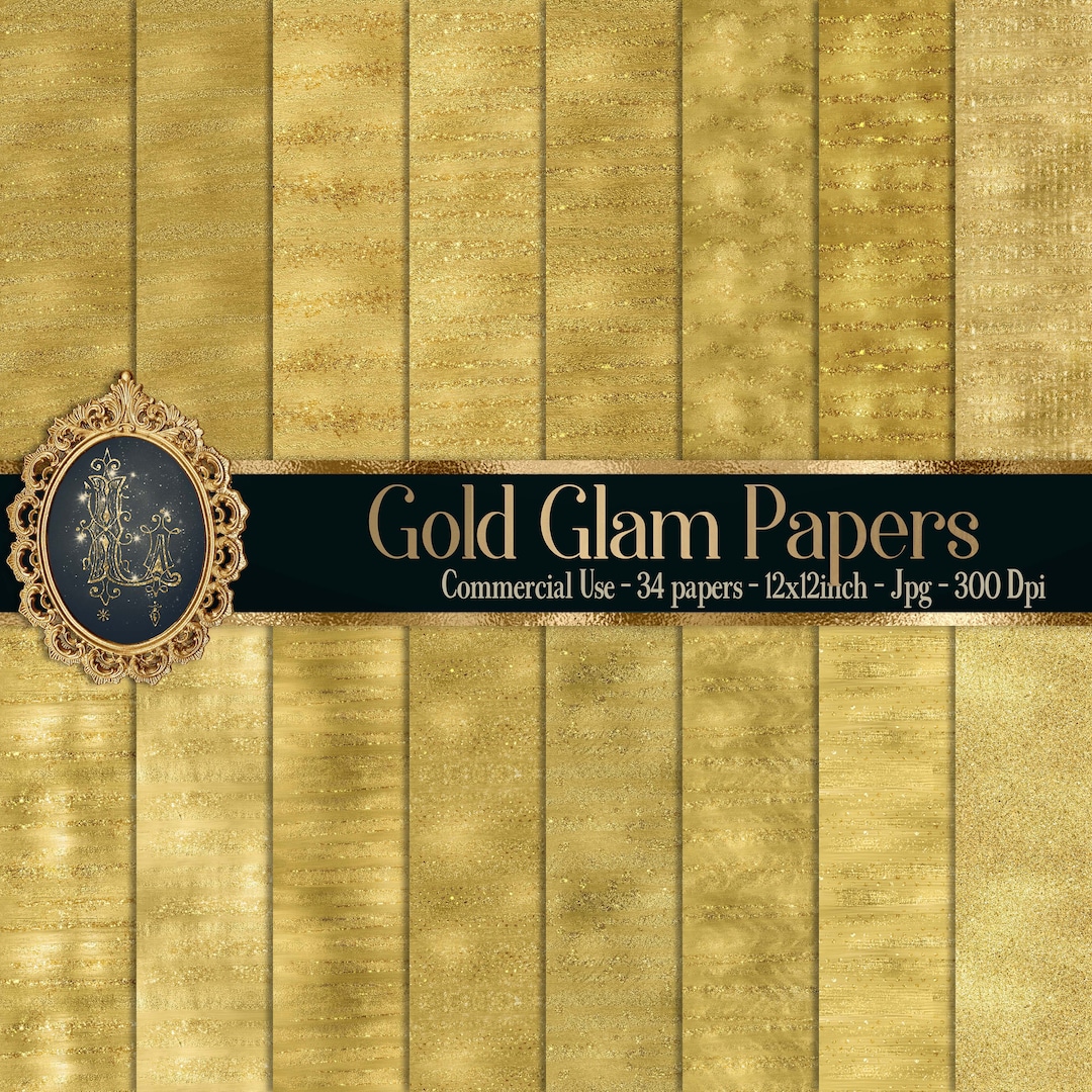 34 Glam Gold Papers 12 Inch, 300 Dpi Planner Paper, Commercial Use ...