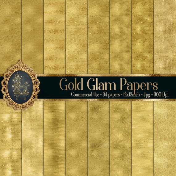 34 Glam Gold Papers 12 inch 300 Dpi Planner Paper Commercial | Etsy